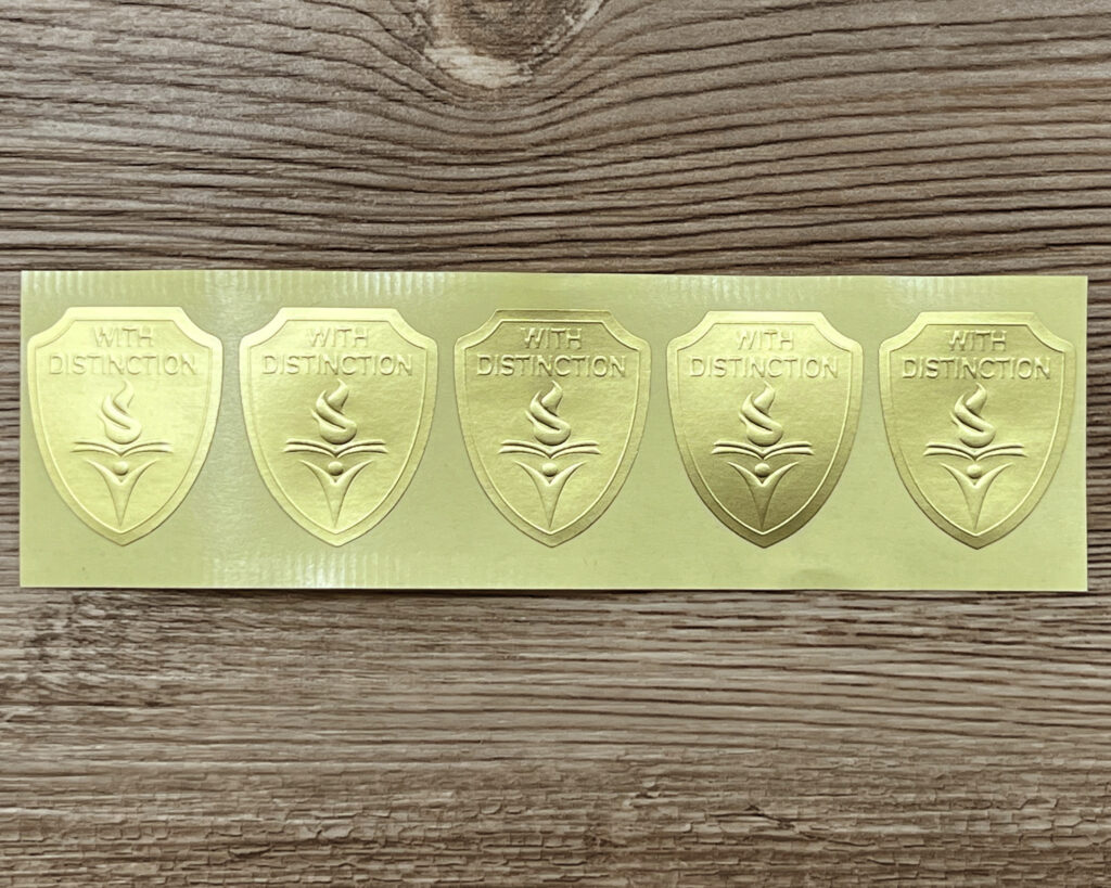 Gold Graduation With Distinction Seal from Graduation Ink Diplomas